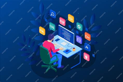 Premium Vector Isometric Developing Programming And Coding