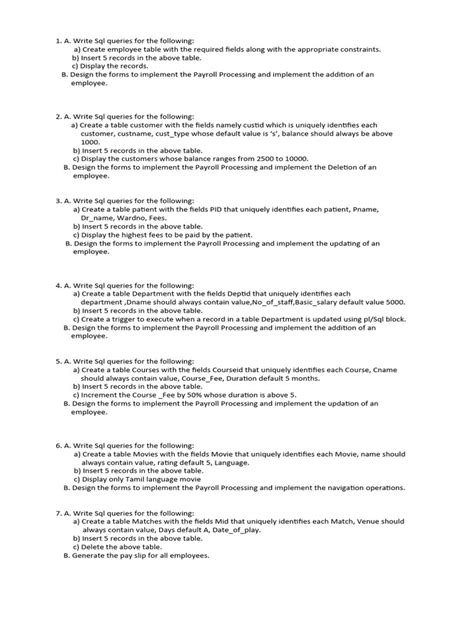 Dbmspracticalquestions Pdf Sql Databases