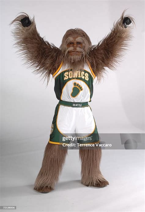 Squatch The Seattle Sonics Mascot Poses During Nba Media Day On