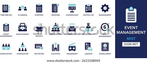 Event Management Icon Set Timetabling Planning Stock Vector Royalty
