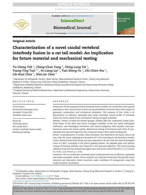 Pdf Characterization Of A Novel Caudal Vertebral Interbody Fusion In A Rat Tail Model An