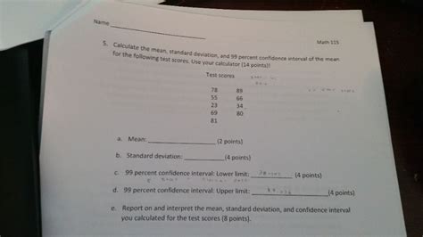 Solved Name Math Calculate The Mean Standard Chegg Chegg