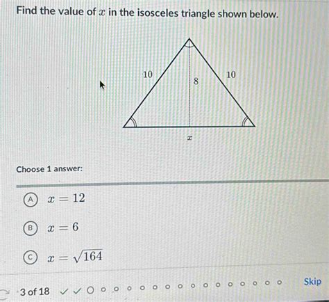 Solved Find The Value Of X In The Isosceles Triangle Shown Below
