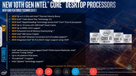 Intel Launches Th Gen Comet Lake Details Steve S Hardware