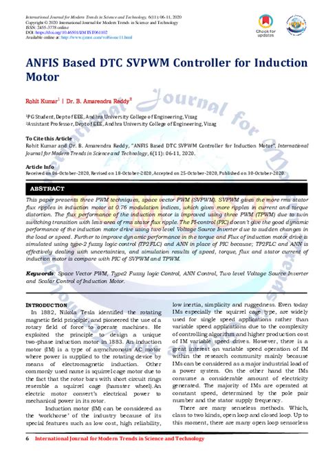 Pdf Anfis Based Dtc Svpwm Controller For Induction Motor