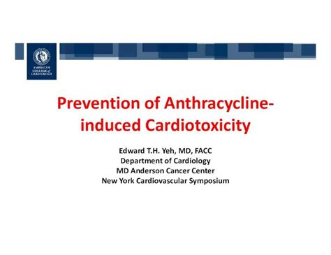 Pdf Prevention Of Anthracycline Induced Cardiotoxicitymedianon Clinicalfiles Pdfs