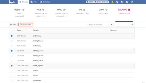 backup in hestia cp fornex