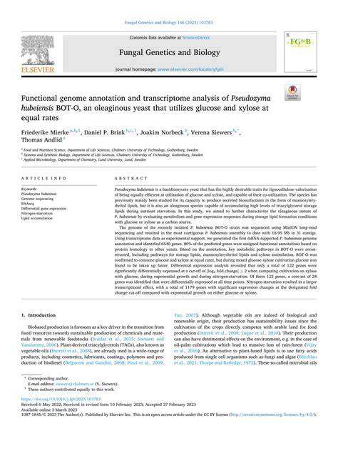 Pdf Functional Genome Annotation And Transcriptome Analysis Of Pseudozyma Hubeiensis Bot O An