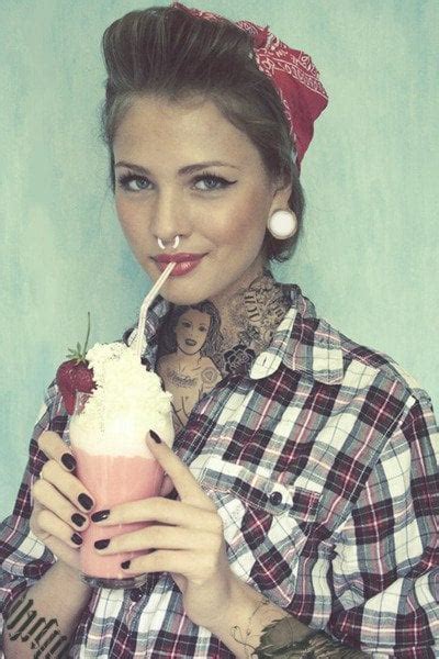 Inked Pin Up Girl With A Milkshake Rprettygirls