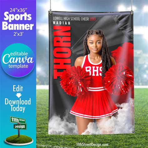 Cheerleader Banner Canva Template Design Your Own Custom Senior Cheer