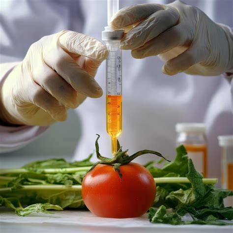 Scientist Injecting Nutrients Into Fresh Produce Premium Ai Generated