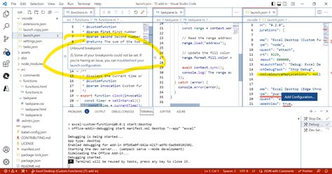 vscode breakpoints not working · issue 336 · officedev excel custom