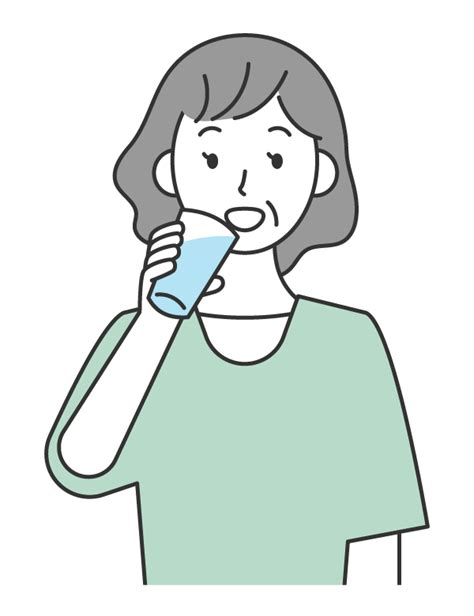 水を飲む年配女性のイラスト 無料のフリー素材 イラストエイト