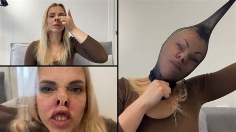 Helga Plays With Her Nose And Makes Pig Nose Shiny Leather Heaven