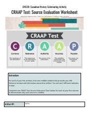 CRAAP Test Source Evaluation Worksheet Evaluating Credible Course Hero