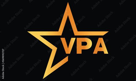 Vpa Golden Luxury Star Icon Three Letter Logo Design Vector Template