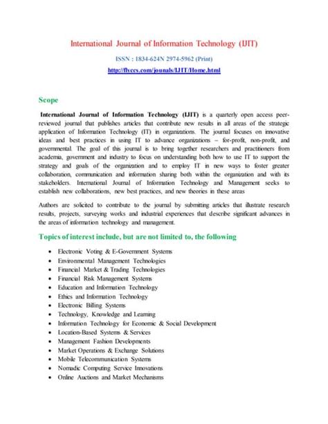 International Journal Of Managing Information Technology Ijmit Docx