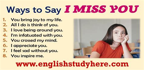 30 Different Ways To Say I Miss You In English Other Ways To Say Good Vocabulary Words