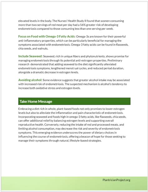 Endometriosis And Diet Fact Sheet Plantrician Providers Directory