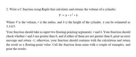 Solved Write A C Function Using Replit That Calculates And