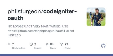 GitHub Philsturgeon Codeigniter Oauth NO LONGER ACTIVELY MAINTAINED USE Https Github