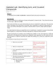 Understanding Ionic And Covalent Compounds In The Lab Course Hero
