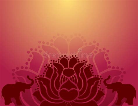 Oriental Lotus And Elephant Background Stock Vector Illustration Of