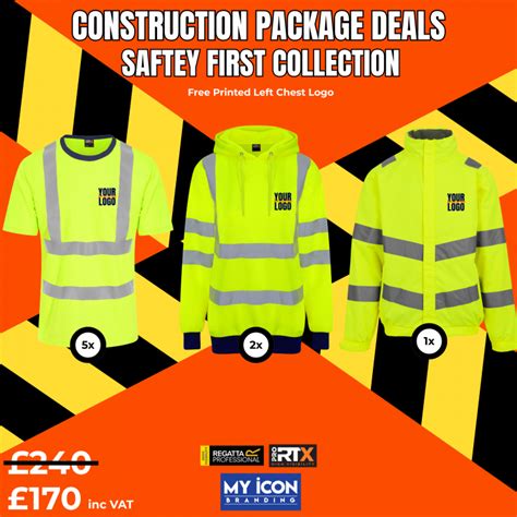 Hi Vis Safety First Workwear Collection With Chest Logo Print