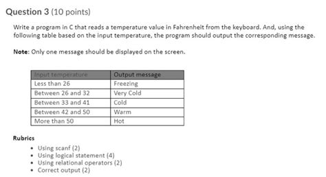 Solved Question 3 10 Points Write A Program In C That