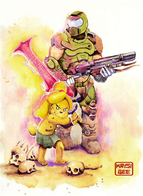 Isabelle And Doom Guy By Krisigee On Deviantart