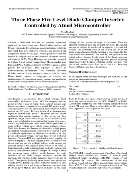 PDF Three Phase Five Level Diode Clamped Inverter Controlled By Atmel Microcontroller
