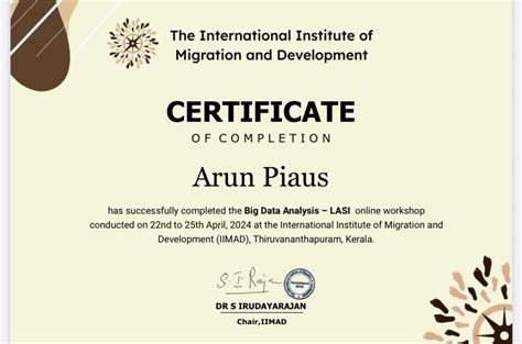 Grateful For The Opportunity To Attend The Workshop By The International Institute Of Migration