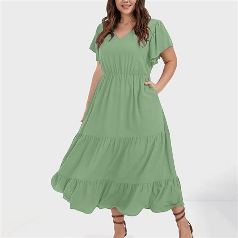 Cseone Summer Dress Plus Size Plus Size Dress For Women V Neck Summer