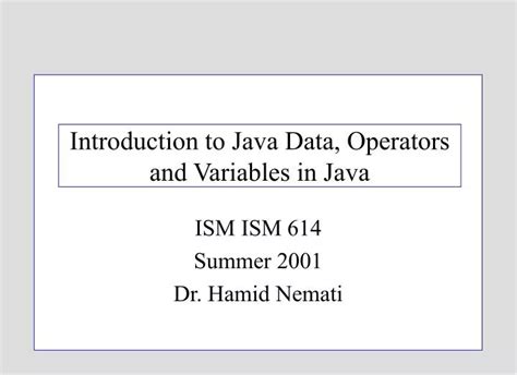 Ppt Introduction To Java Data Operators And Variables In Java Powerpoint Presentation Id