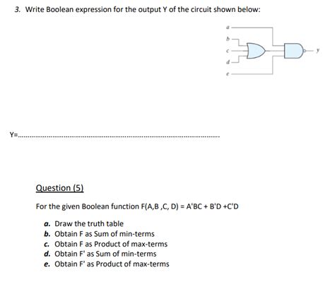 solved 3 write boolean expression for the output y of the