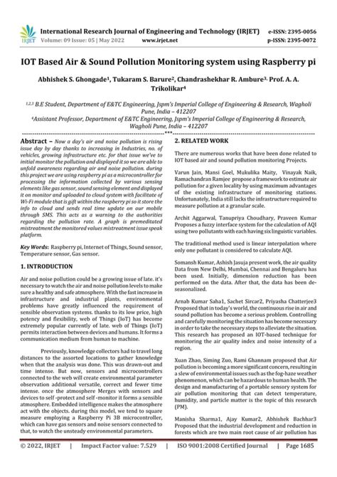 IOT Based Air Sound Pollution Monitoring System Using Raspberry Pi PDF