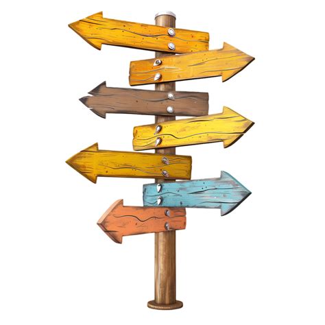Wooden Signpost With Multiple Arrows Pointing In Different Directions 46802841 Png