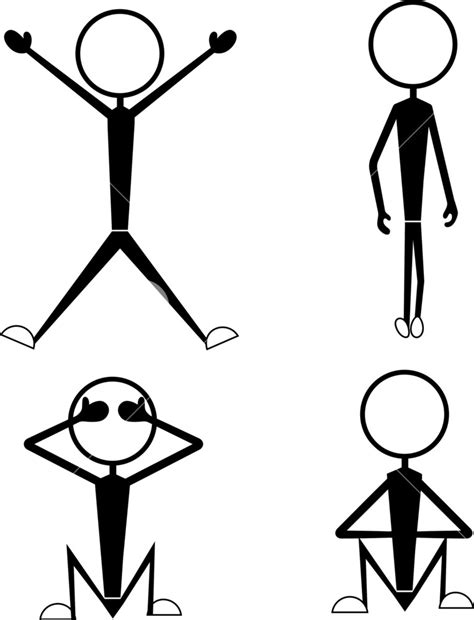 Stick Figures Standing And Sitting Poses Royalty Free Stock Image