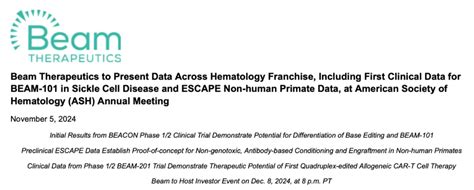 一名镰状细胞病患者在碱基编辑临床试验中死亡，beam公司称死亡事件与碱基编辑无关