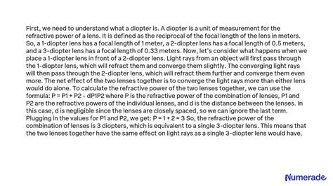 Solved Show That Placing A 1 Diopter Lens In Front Of A 2 Diopter