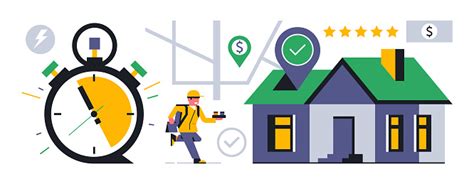 집에 온라인 음식 배달 서비스 집에 주문을 배달 하는 배달 서비스의 실행 택배 별 등급 시간 시계 거리 지도 경로 주소 벡터