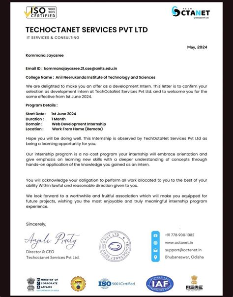 kommana jayasree on linkedin octanet octanetservices octanetinternship