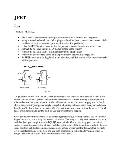 Jfet Idss Testing Pdf