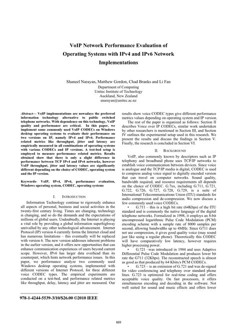 pdf voip network performance evaluation of operating systems with