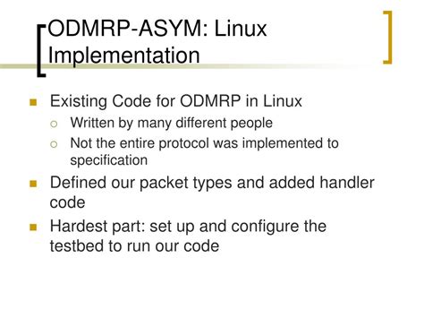 Ppt Odmrp Asym On Demand Multicast Routing Protocol For Linux Implementation Powerpoint
