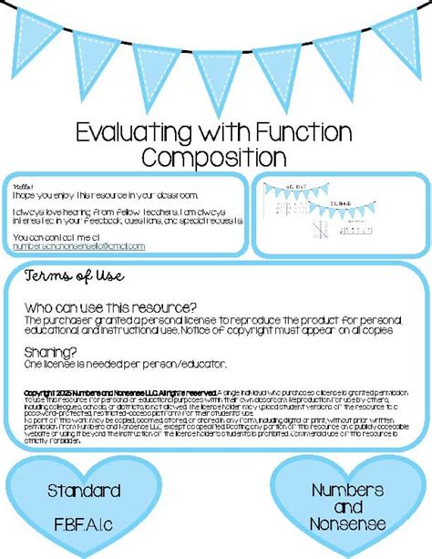 Evaluating With Function Composition Practice Activity By Numbers And Nonsense