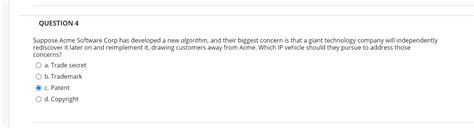 Solved Question 4 Suppose Acme Software Corp Has Developed A