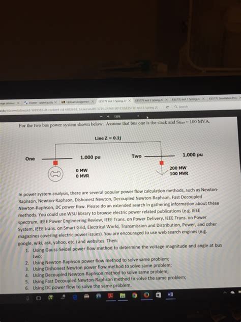 Solved For The Two Bus Power System Shown Below Assume That Chegg
