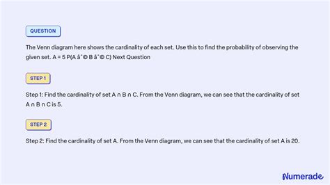 Solved The Venn Diagram Here Shows The Cardinality Of Each Set Use This To Find The