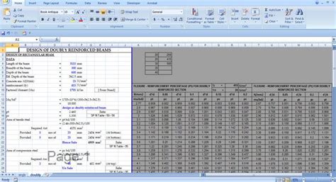 Spreadsheet For Designing Doubly Reinforced Beam Spreadsheet Beams Design